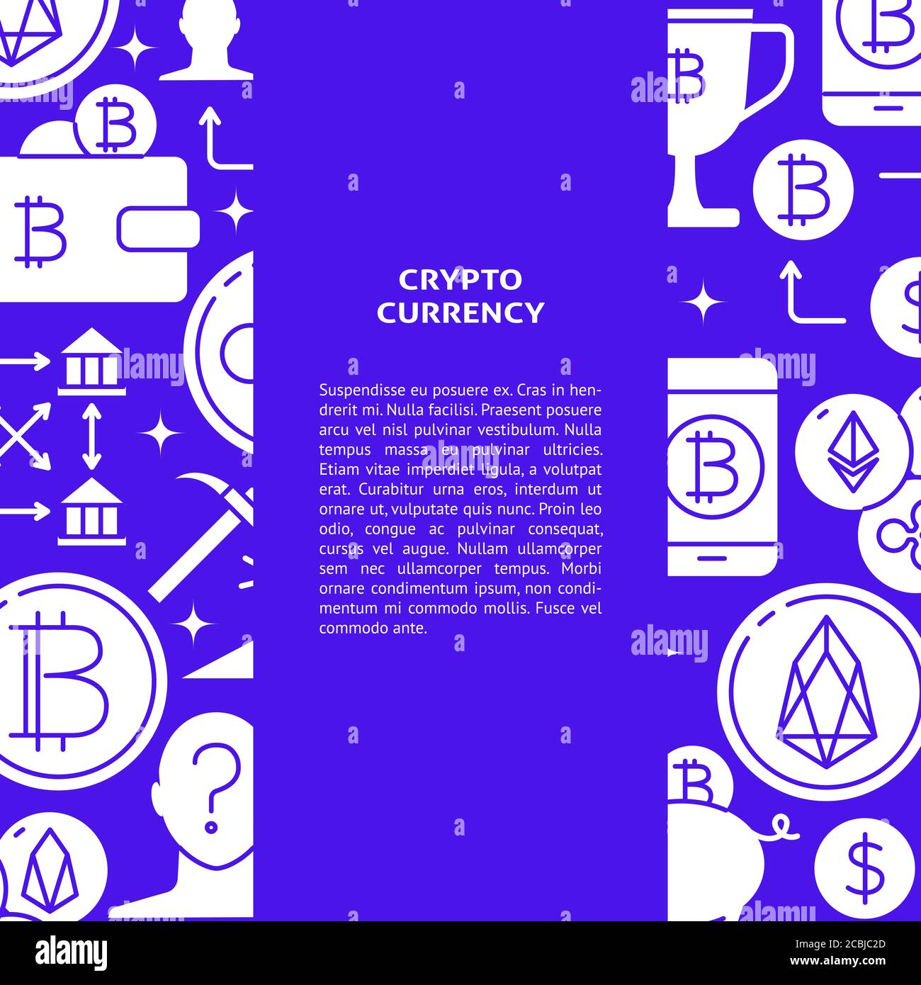 Digital money concept banner in flat style. Cryptocurrency banner with ...