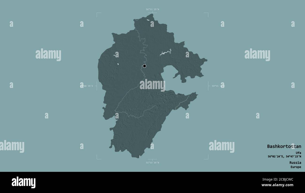 Area of Bashkortostan, republic of Russia, isolated on a solid ...