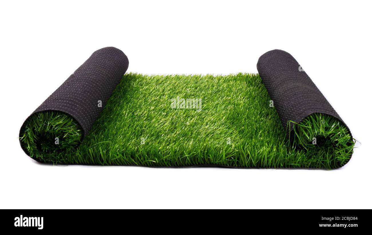 artificial turf roll, lawn, coating, green artificial grass isolated on ...