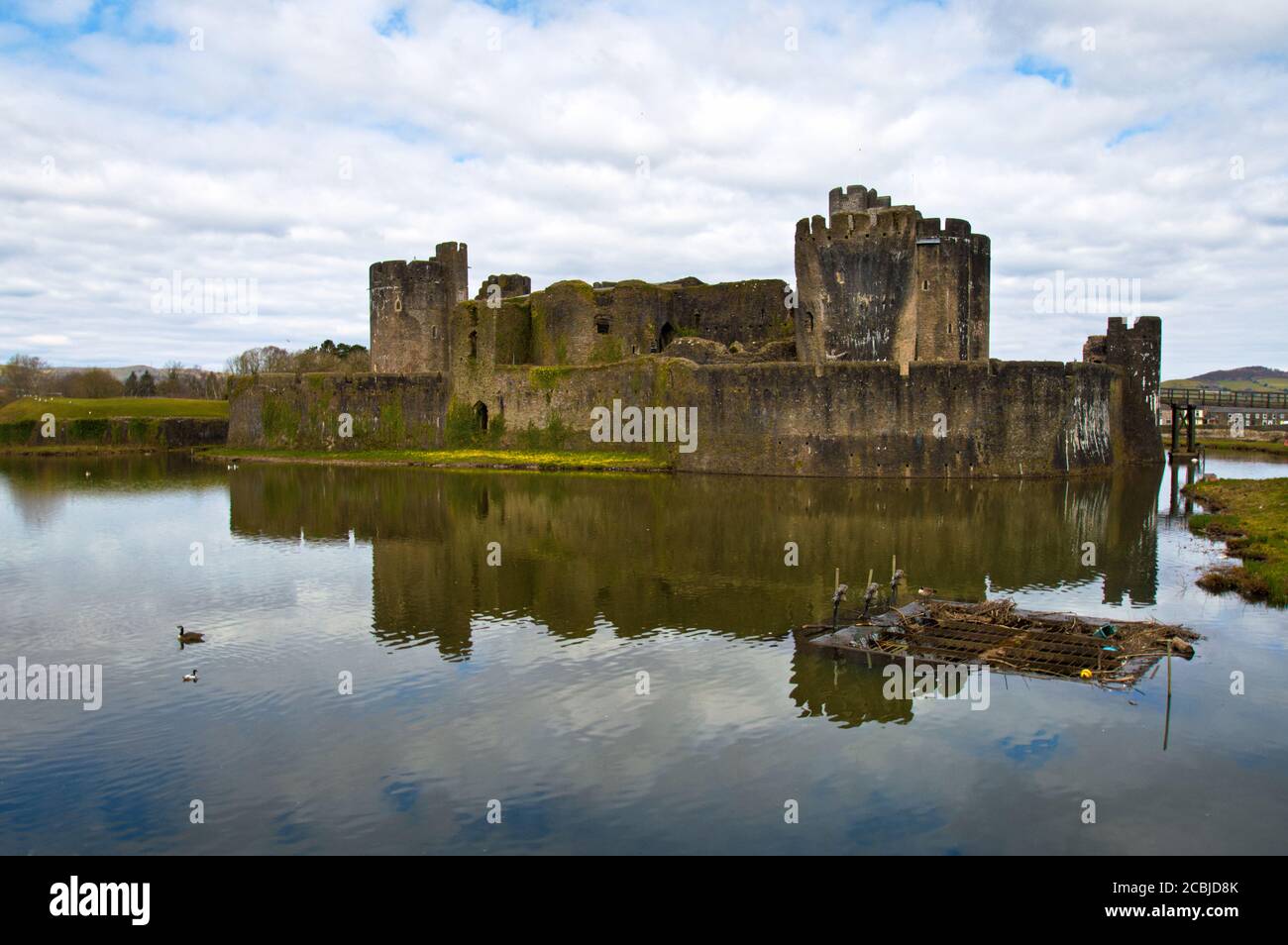 Caerphilly Castle and Moat Stock Photo - Alamy