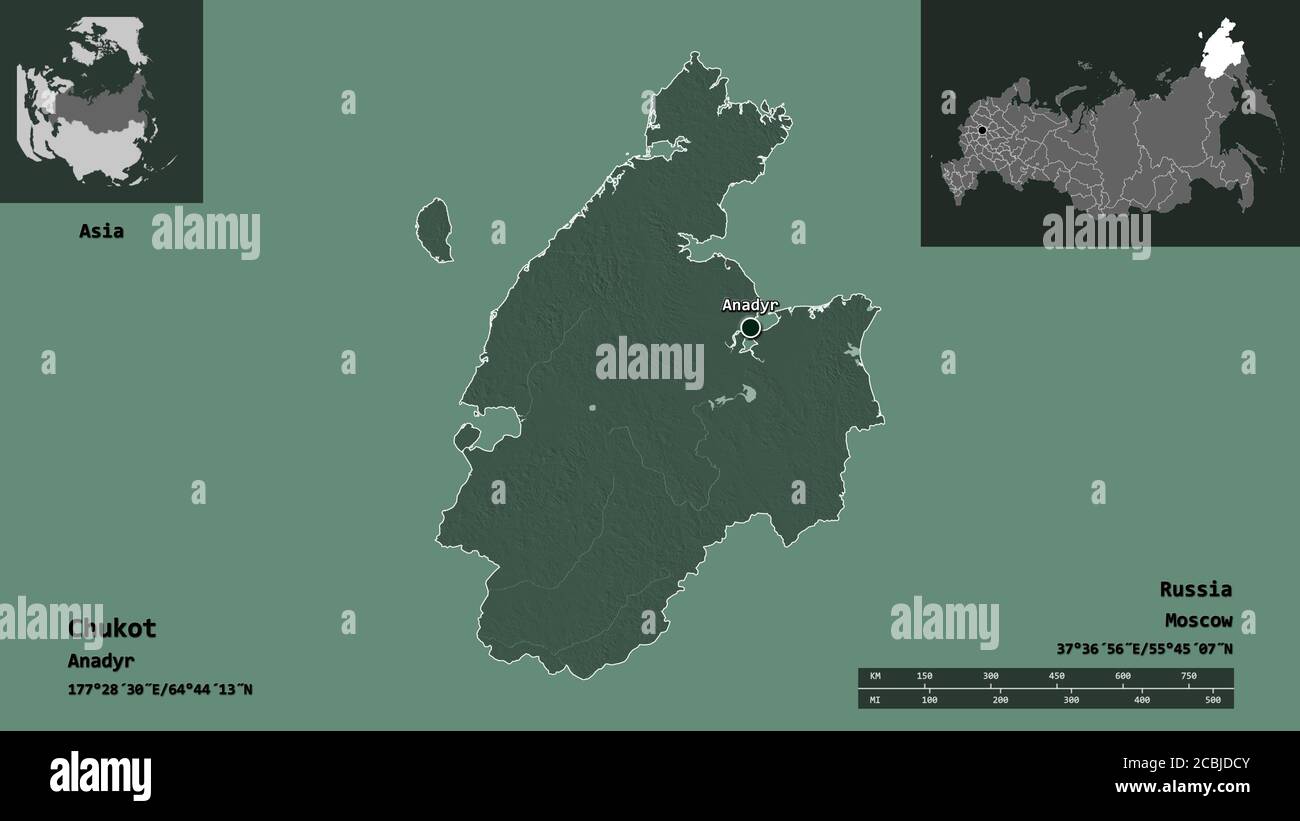Shape of Chukot, autonomous province of Russia, and its capital ...