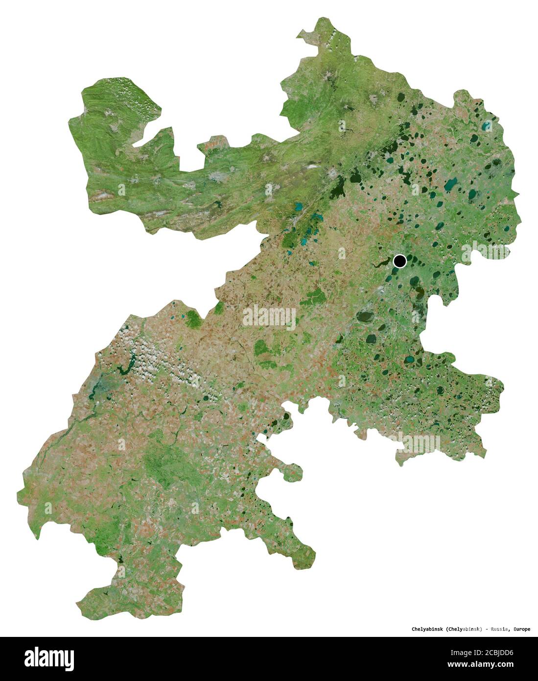 Shape of Chelyabinsk, region of Russia, with its capital isolated on ...