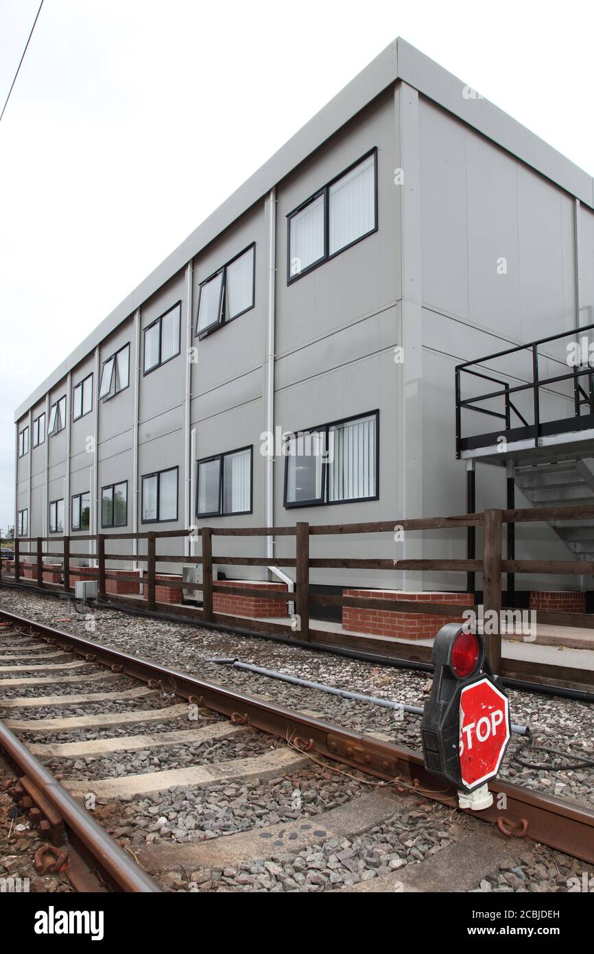A modular office building in a railway maintenance yard near Birmingham ...