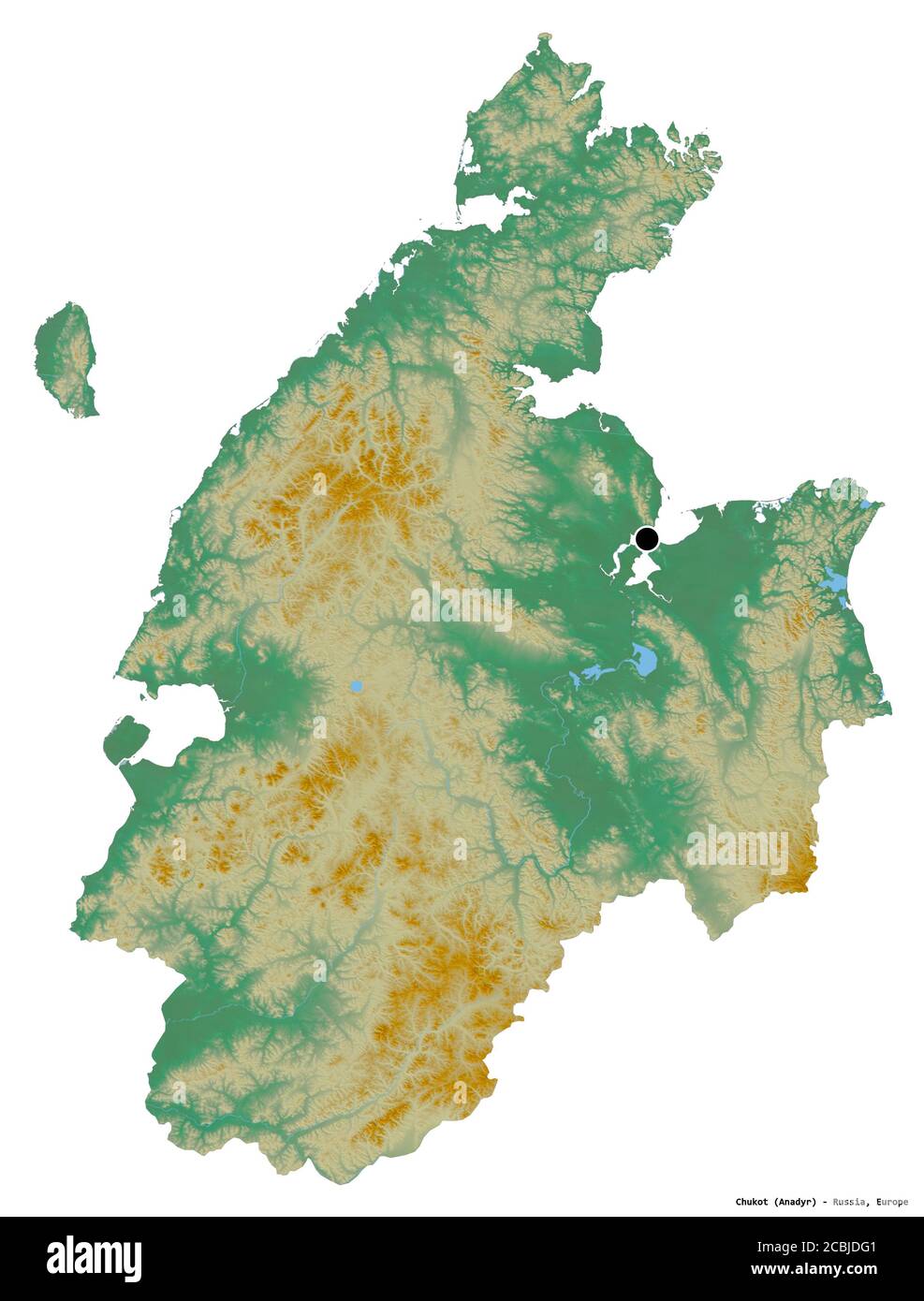 Shape of Chukot, autonomous province of Russia, with its capital ...