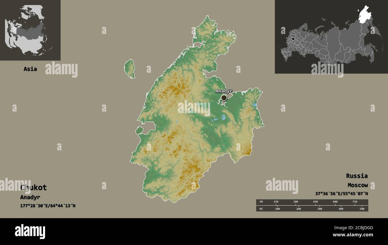 Shape of Chukot, autonomous province of Russia, and its capital ...