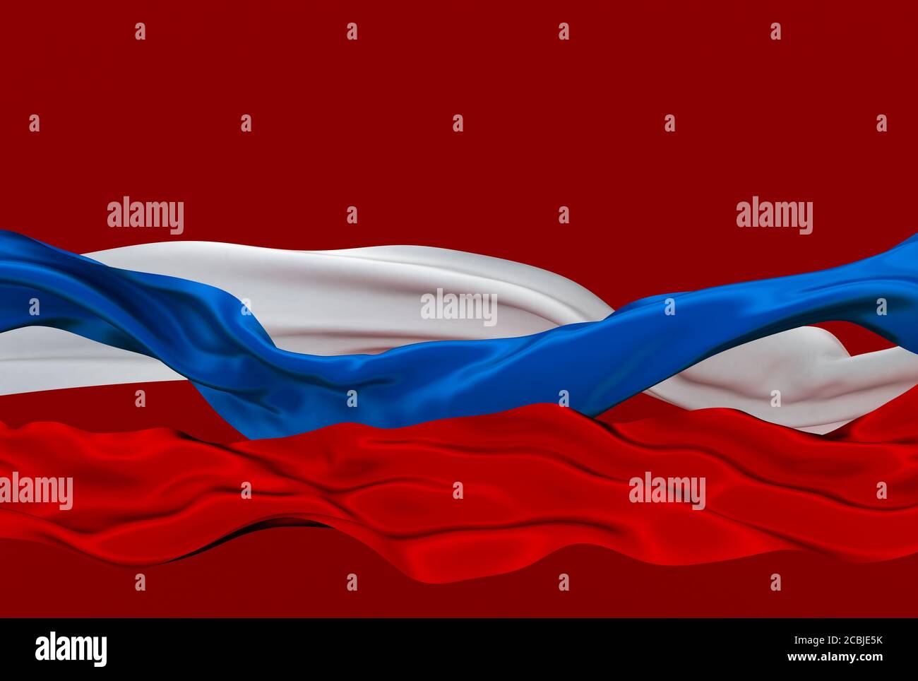 3d illustration of Russian tricolor Flag Ribbons Waving on red Stock ...