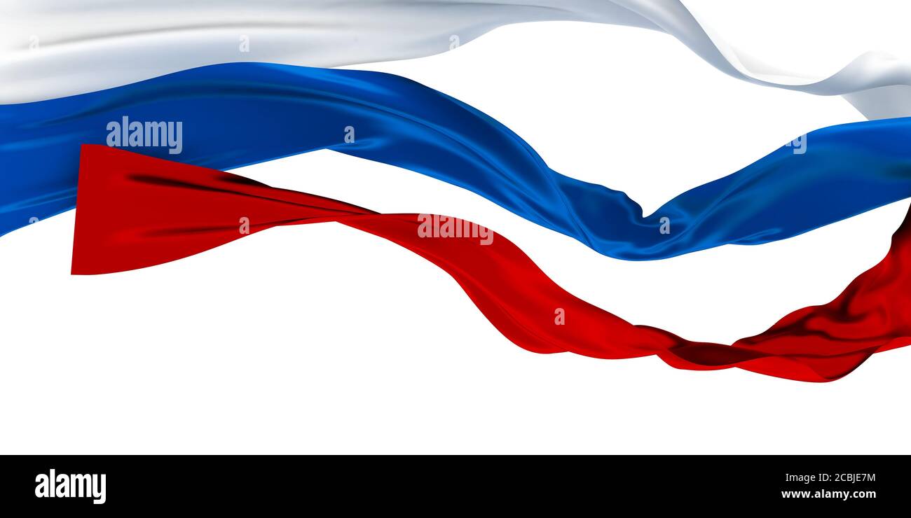 3d illustration of Russian tricolor Flag Ribbons Waving - Isolated ...