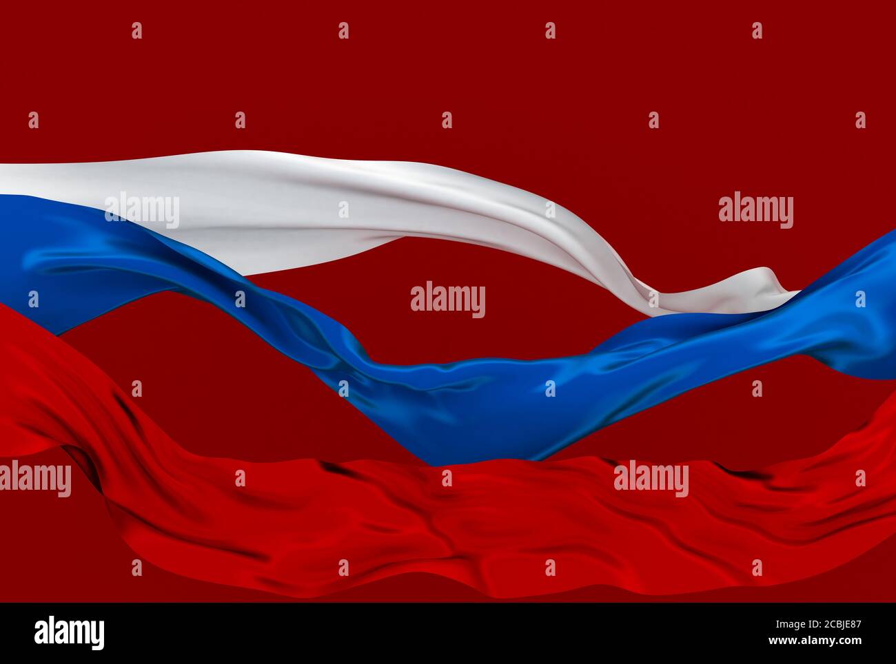 3d illustration of Russian tricolor Flag Ribbons Waving on red Stock ...