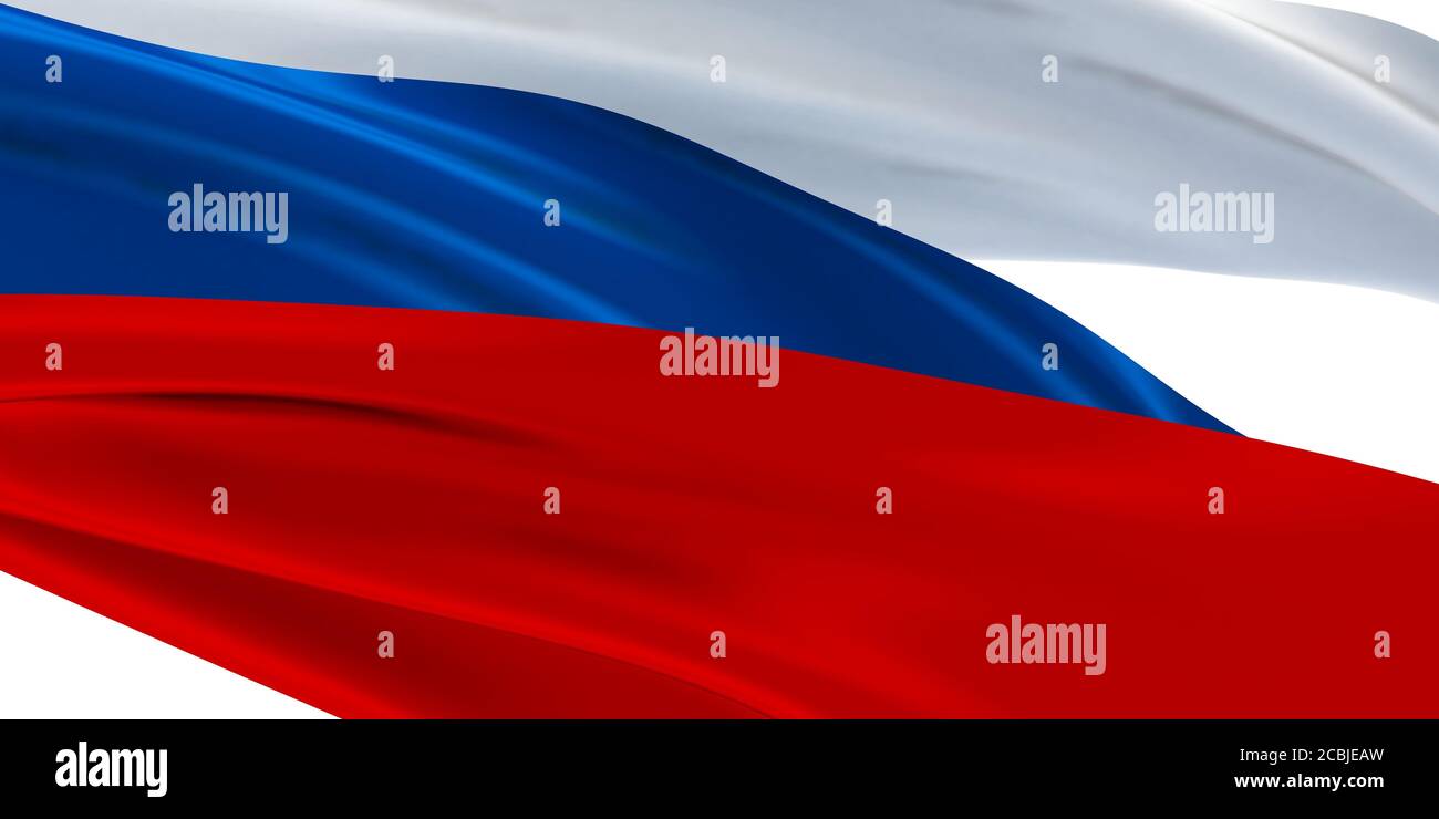 3d illustration of Russian tricolor Flag Ribbons Waving - Isolated ...