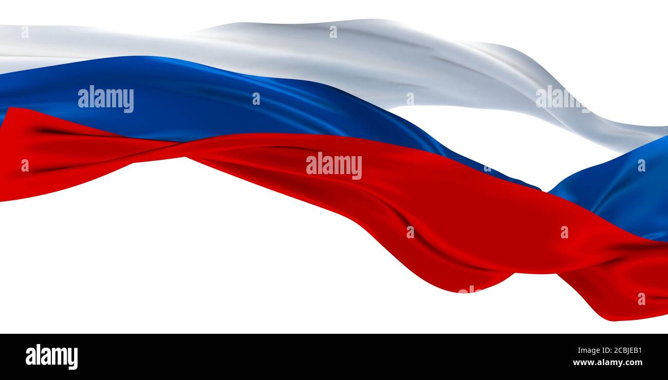 3d illustration of Russian tricolor Flag Ribbons Waving - Isolated ...