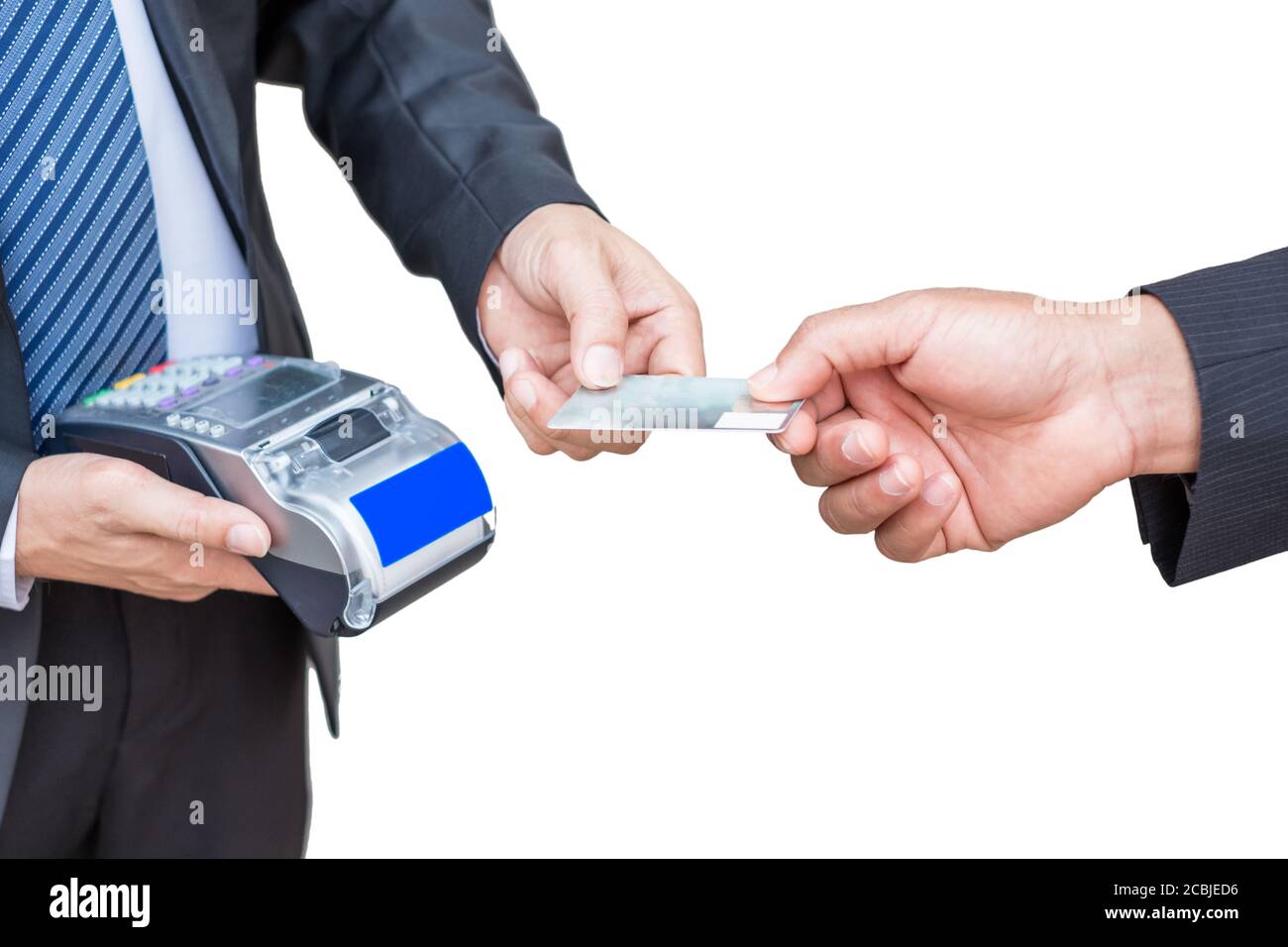 Businessman are accepting credit card from customer by paying via ...