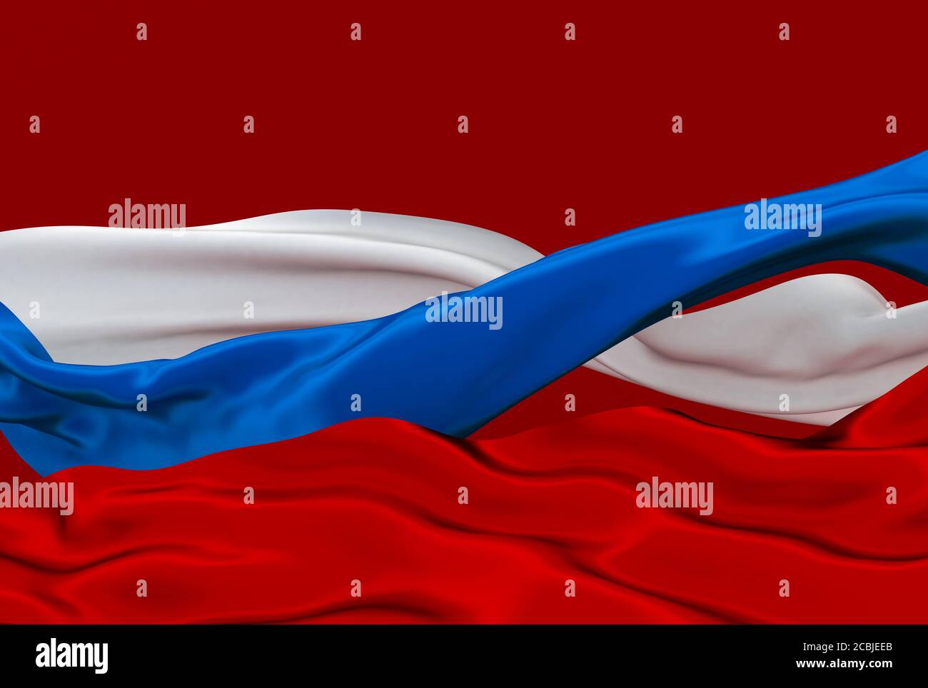 3d illustration of Russian tricolor Flag Ribbons Waving on red Stock ...