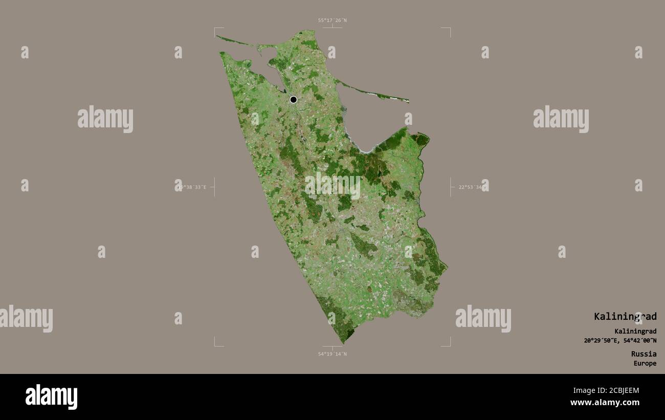 Area of Kaliningrad, region of Russia, isolated on a solid background ...