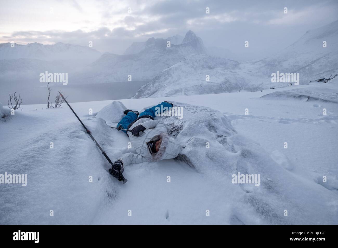 Ski mountaineer sliding down hi-res stock photography and images - Alamy