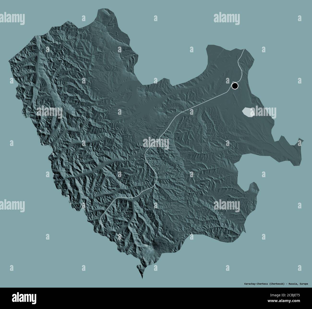 Shape of Karachay-Cherkess, republic of Russia, with its capital ...