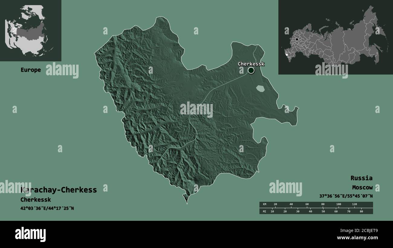 Shape of Karachay-Cherkess, republic of Russia, and its capital ...