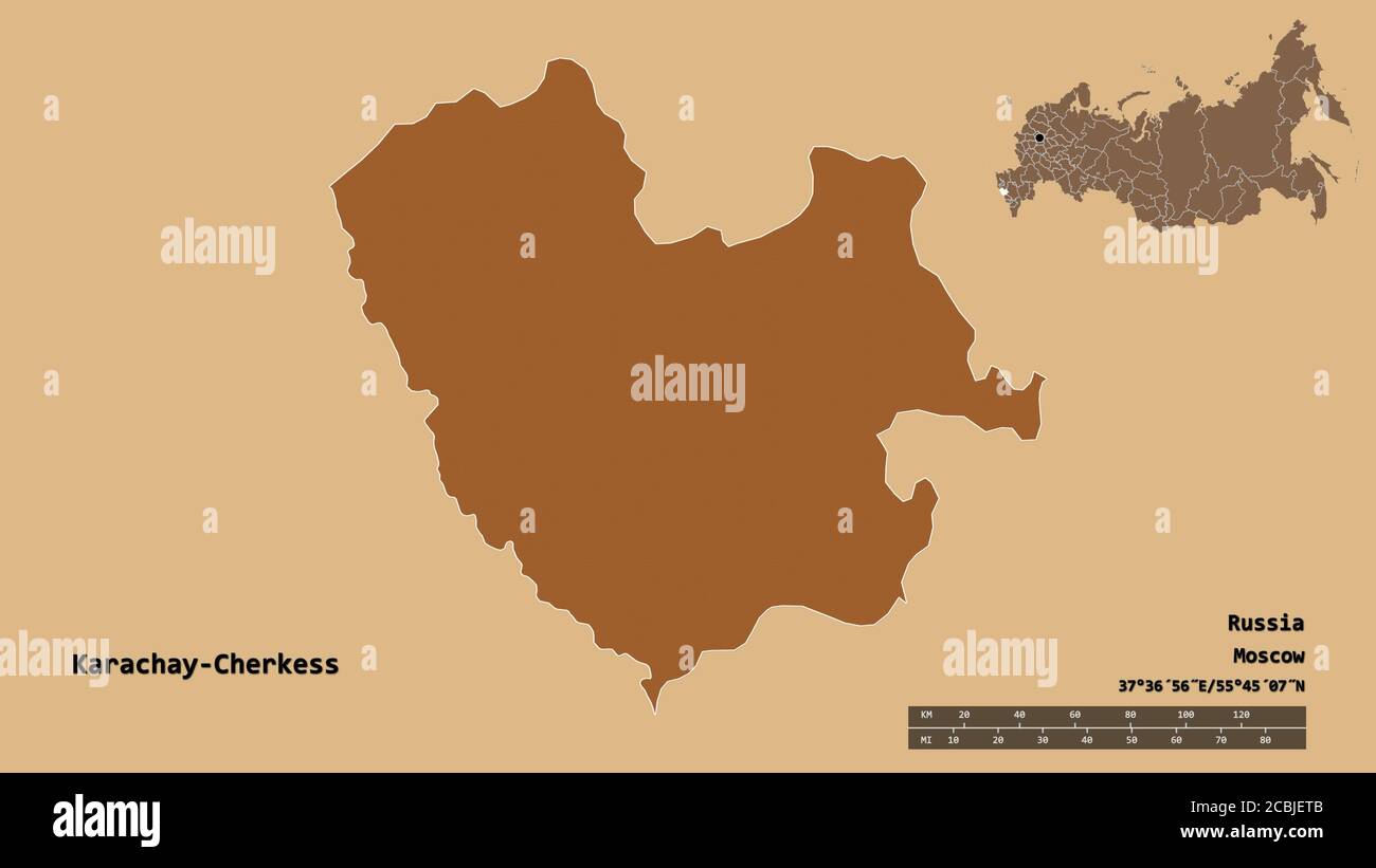 Shape of Karachay-Cherkess, republic of Russia, with its capital ...