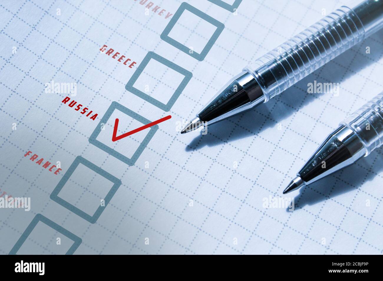 Country selection page. Check the box to select a country Stock Photo ...