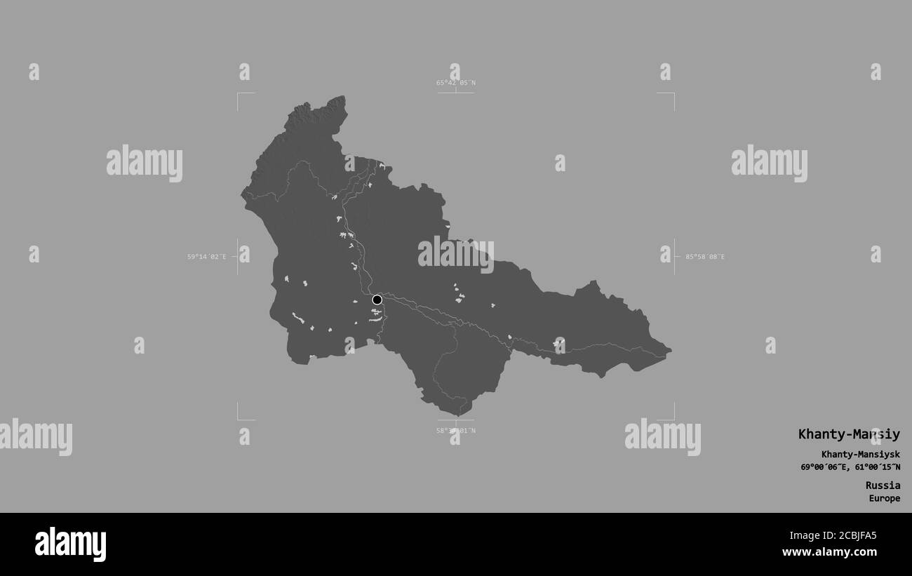 Area of Khanty-Mansiy, autonomous province of Russia, isolated on a ...