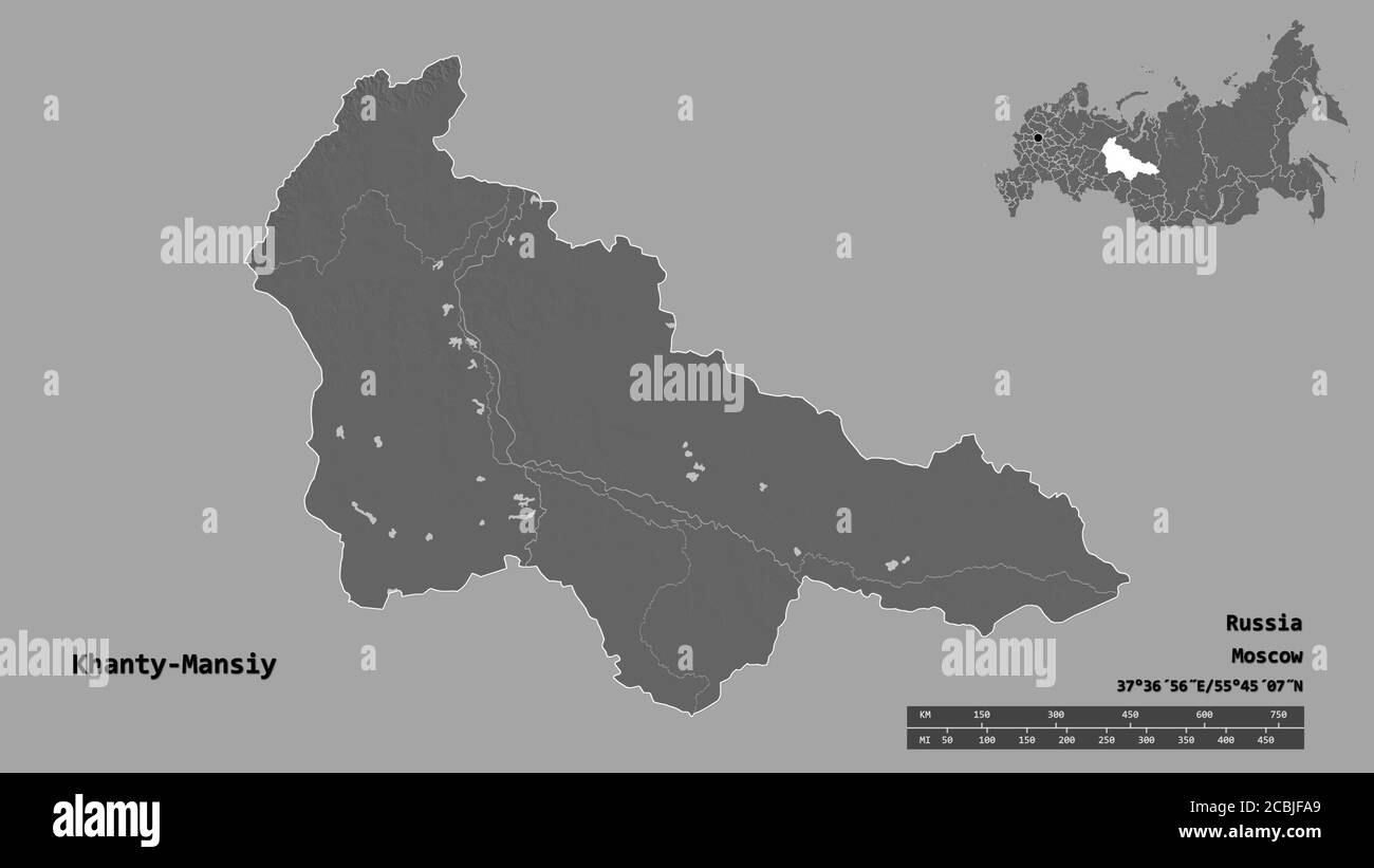 Shape of Khanty-Mansiy, autonomous province of Russia, with its capital ...