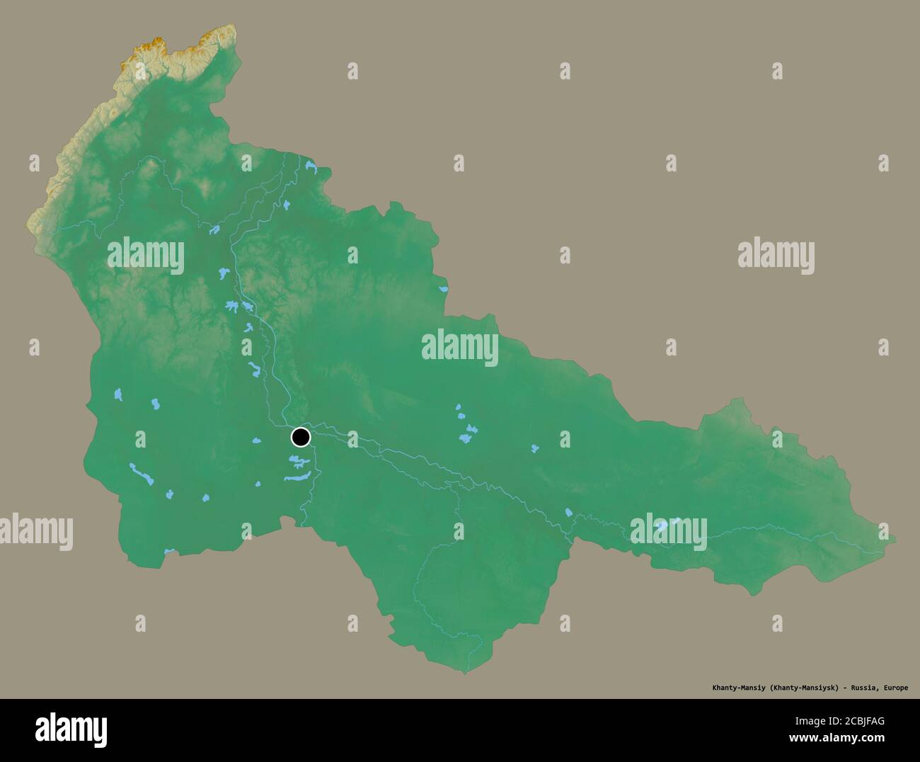 Shape of Khanty-Mansiy, autonomous province of Russia, with its capital ...