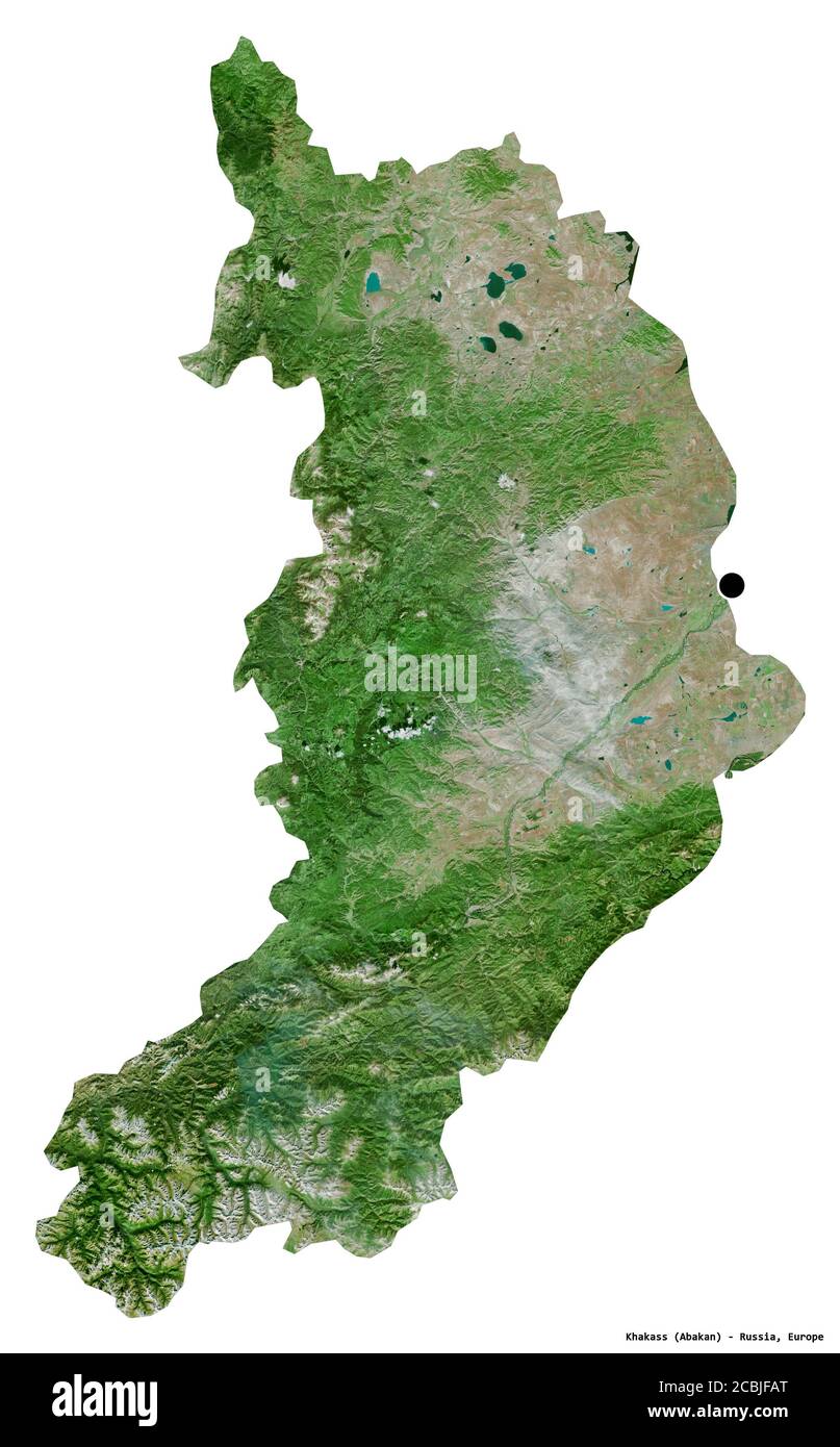 Shape of Khakass, republic of Russia, with its capital isolated on ...