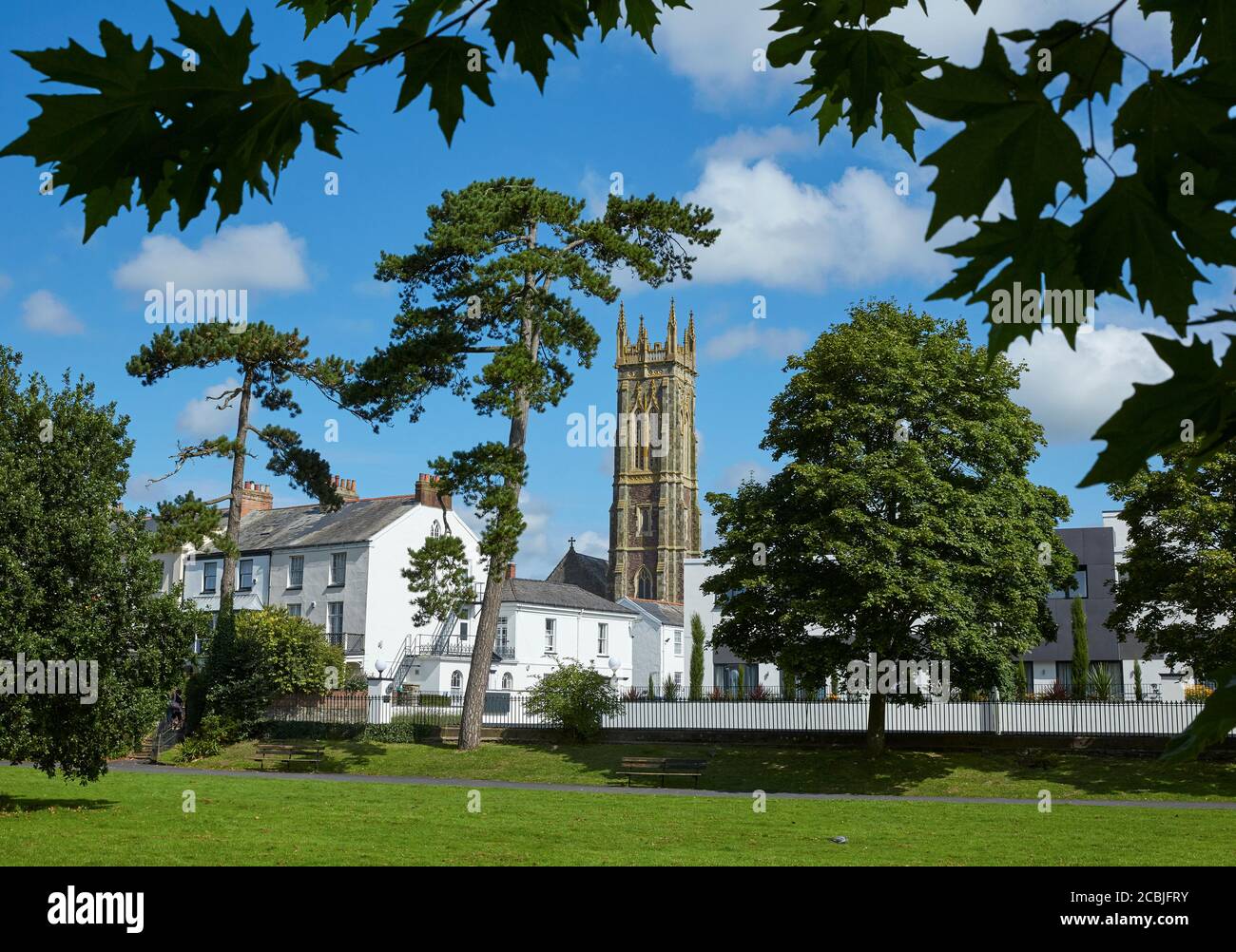 Holy Trinity church overlooking Rock Park in Barnstaple, Devon, UK ...