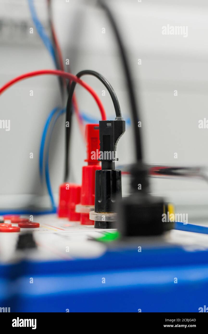 Relay test set equipment. Relay and protection testing. Close up Stock ...