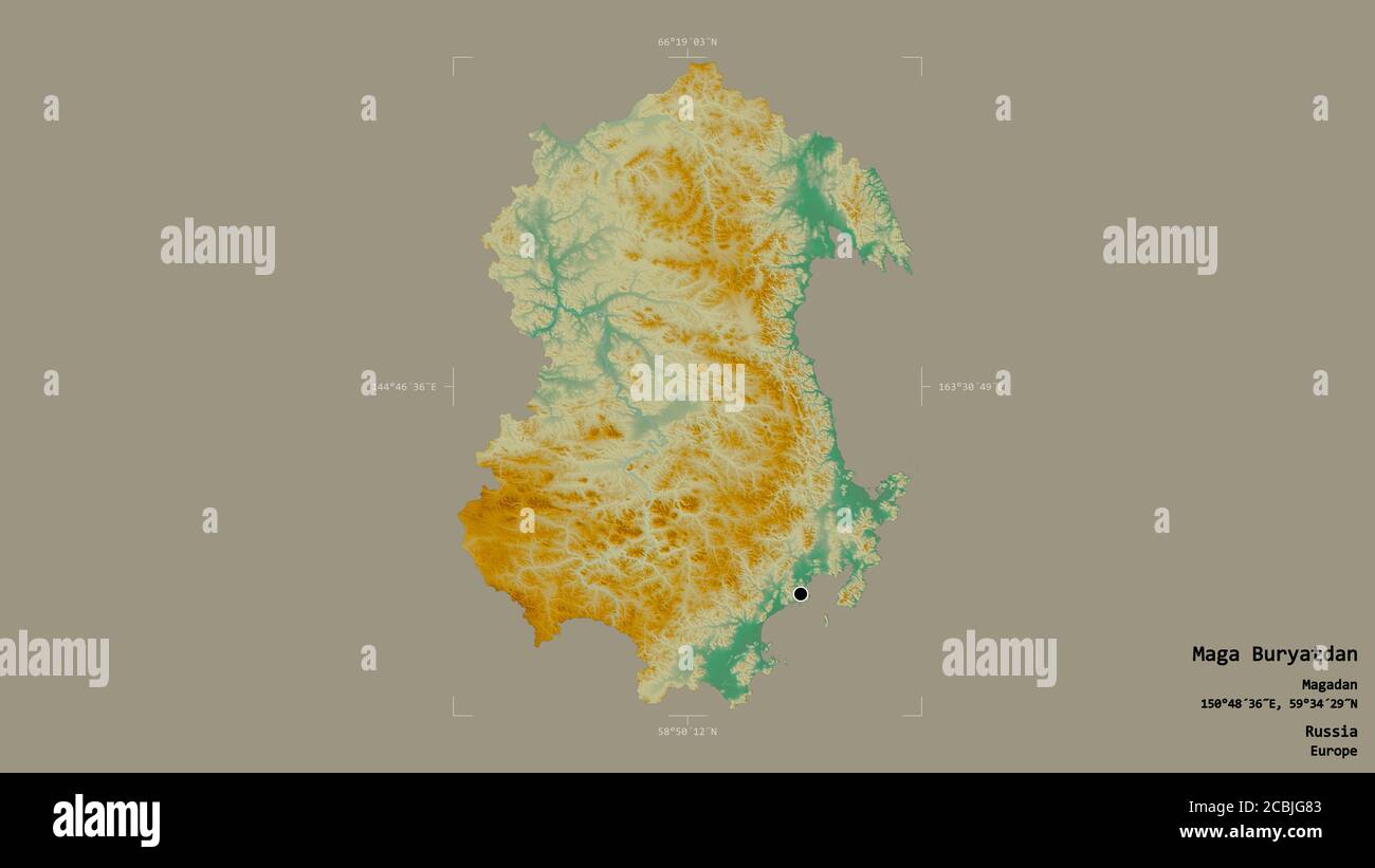 Area of Maga Buryatdan, region of Russia, isolated on a solid ...