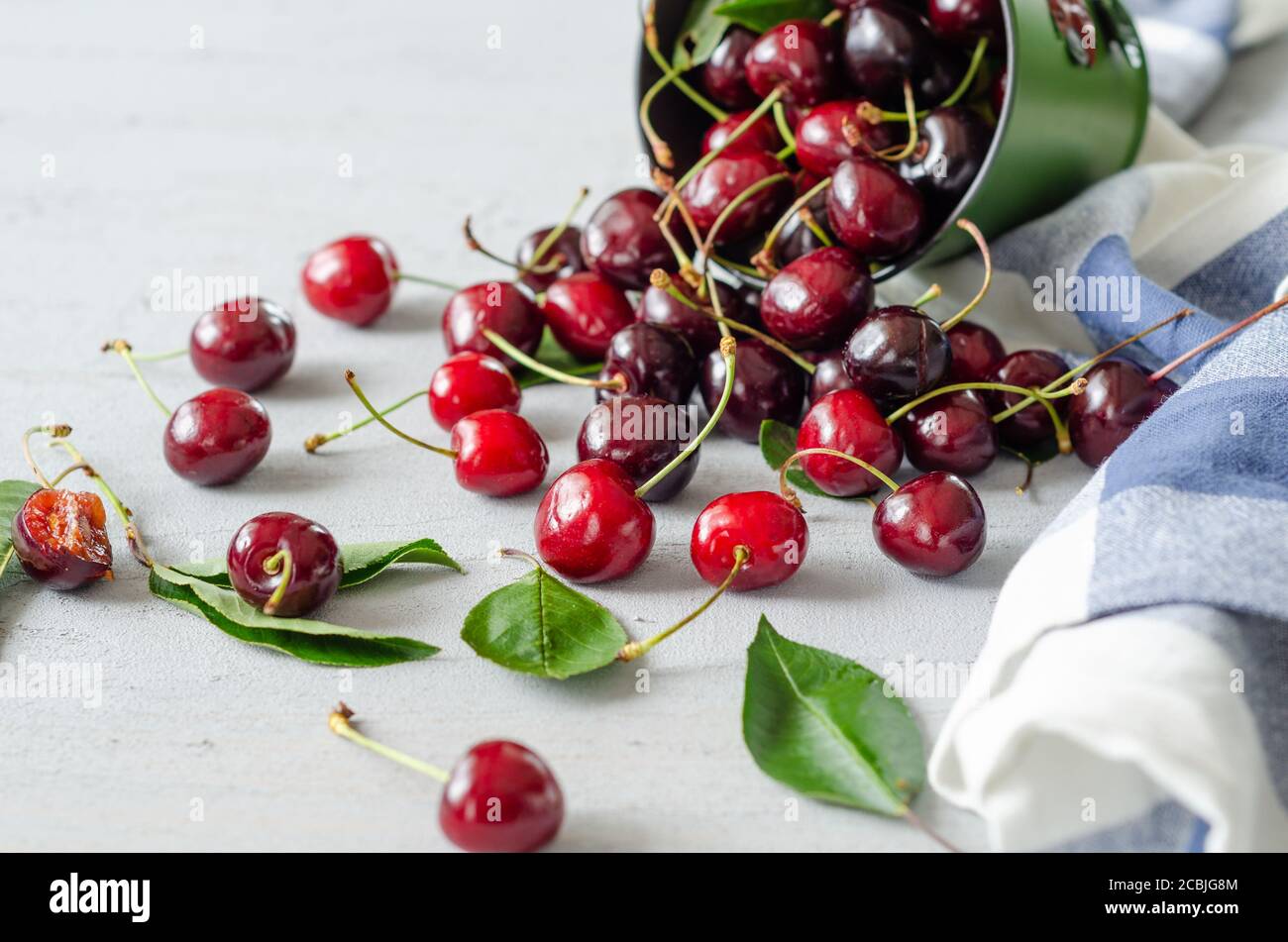 Fresh cherry pattern background with copy space. Top view.Background of ...
