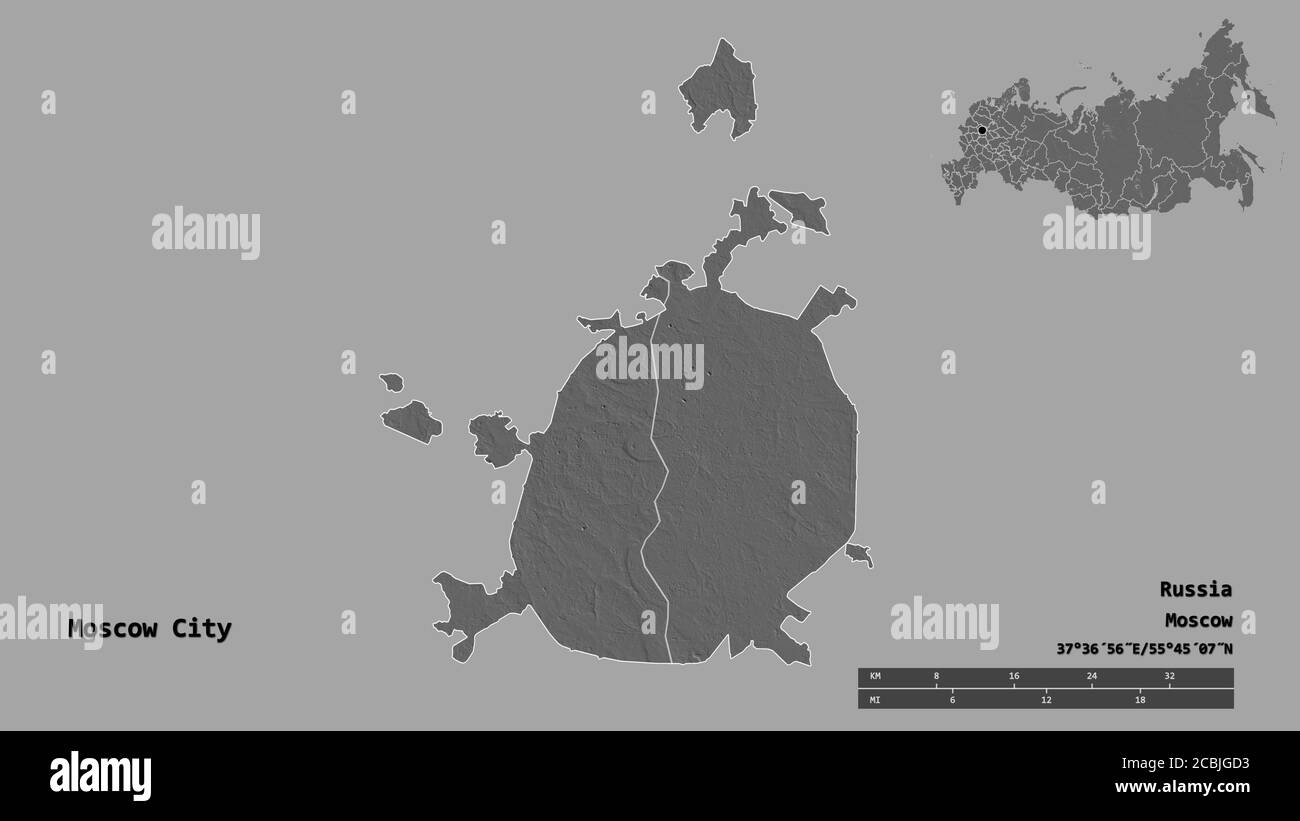 Shape of Moscow City, city of Russia, with its capital isolated on ...