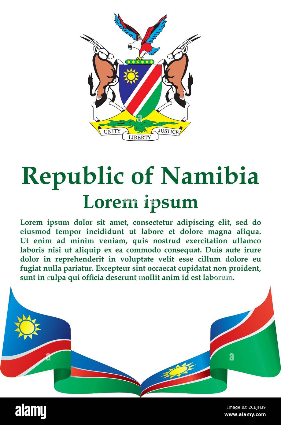 Flag of Namibia, Republic of Namibia. Template for award design, an ...