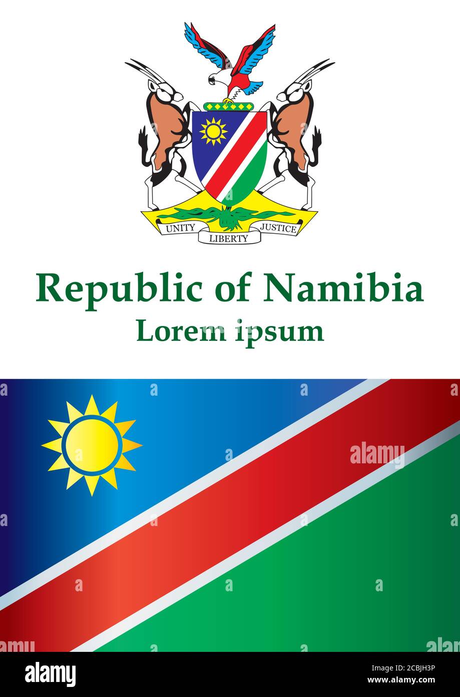Flag of Namibia, Republic of Namibia. Template for award design, an ...
