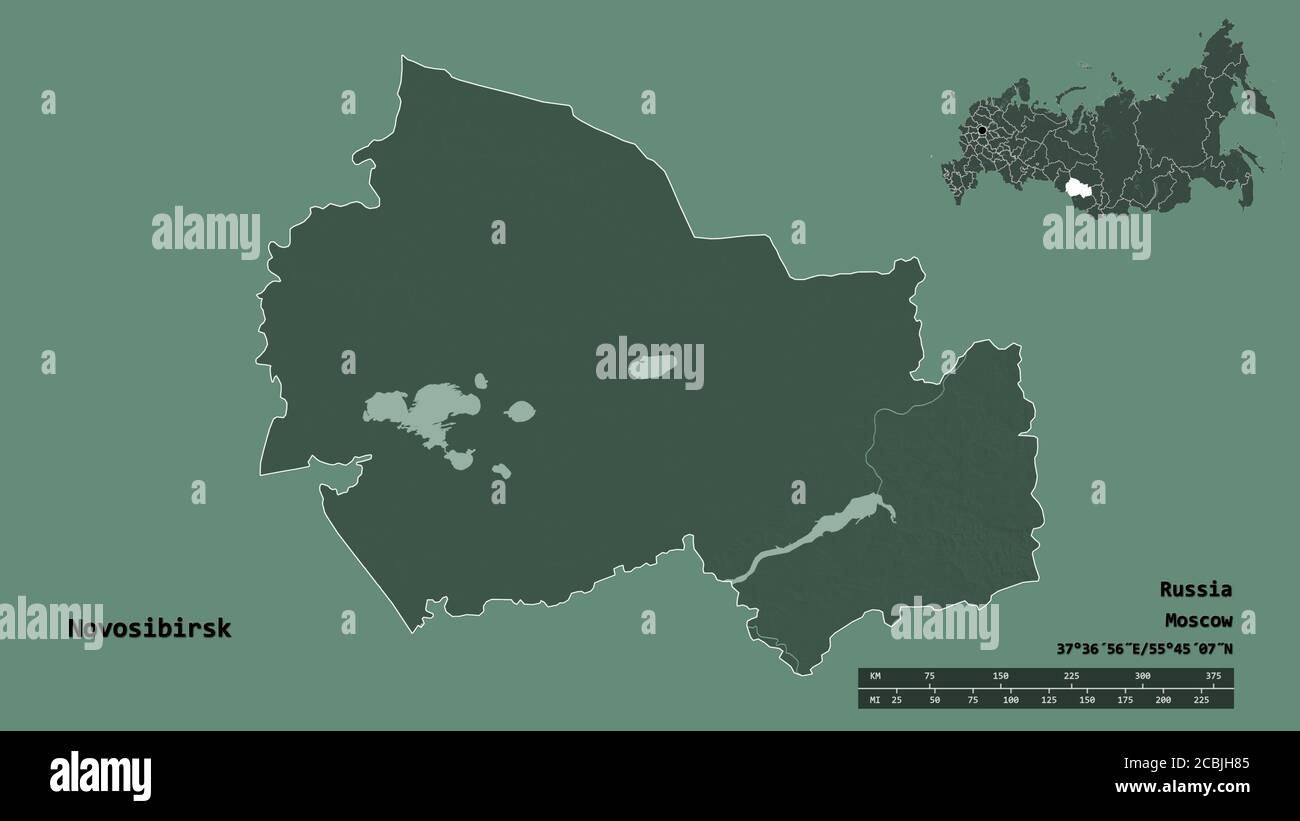 Shape of Novosibirsk, region of Russia, with its capital isolated on ...