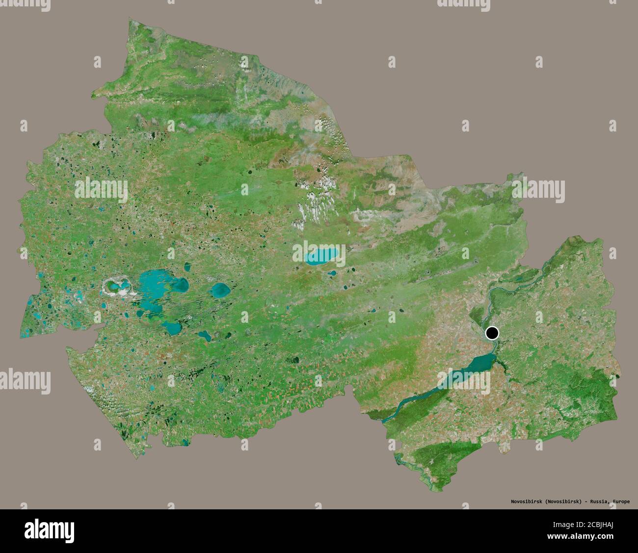Shape of Novosibirsk, region of Russia, with its capital isolated on a ...