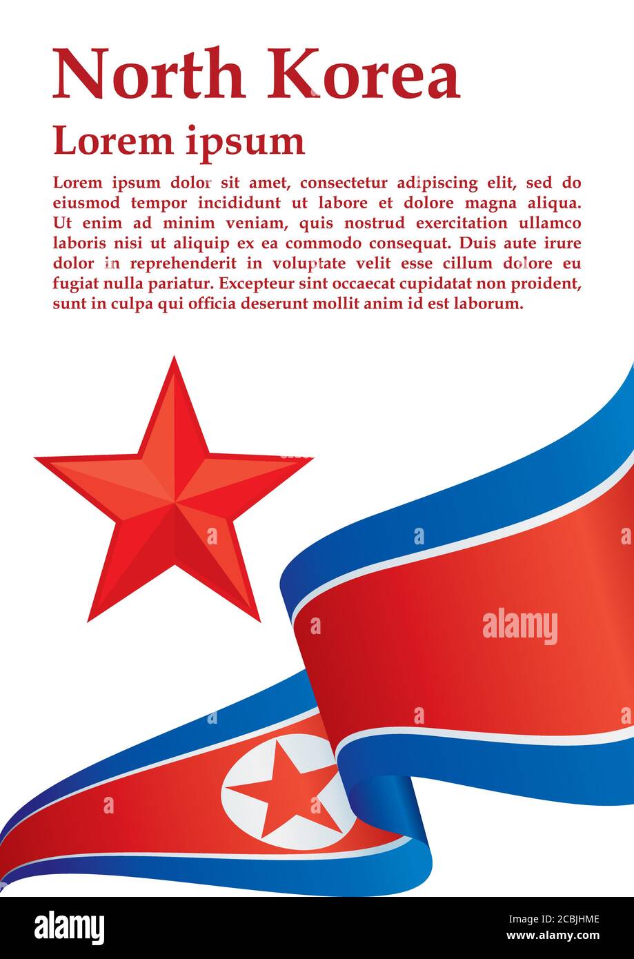 Flag of North Korea, Democratic People's Republic of Korea. Bright ...