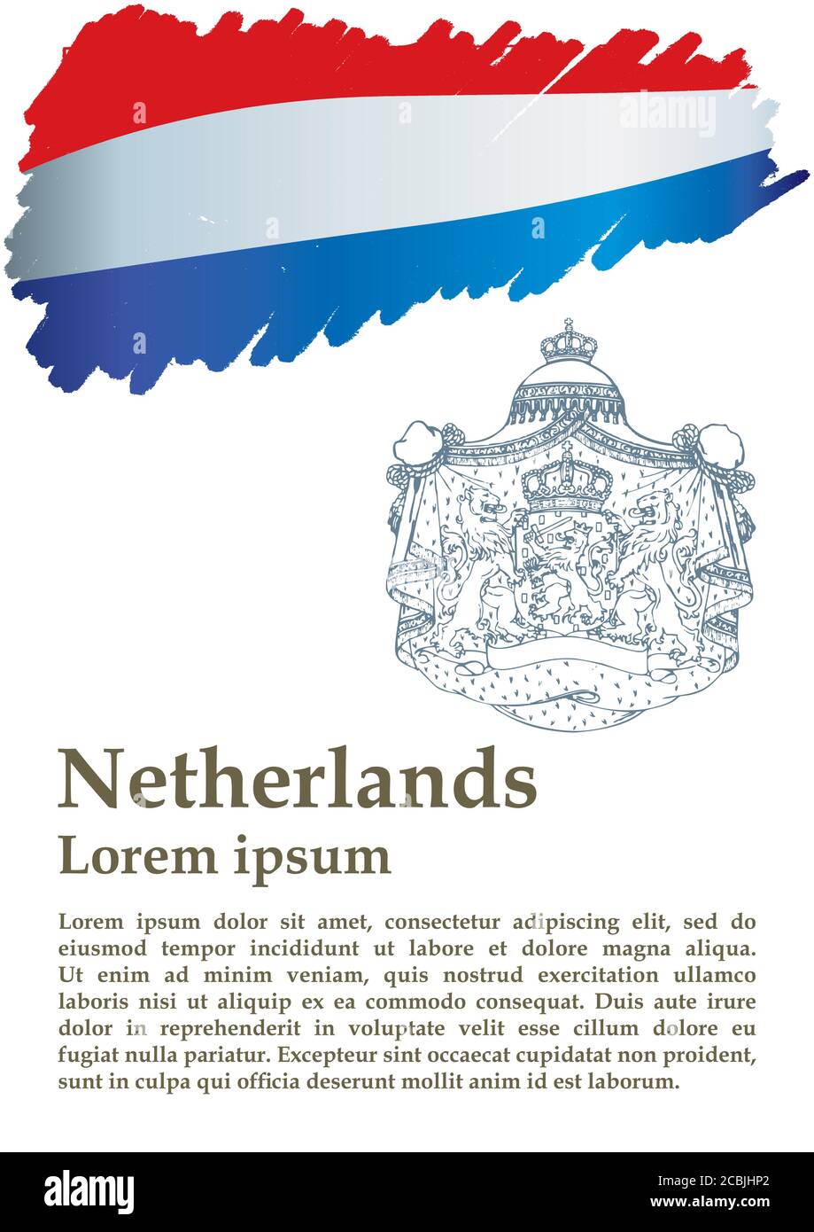 Flag of the Netherlands. Kingdom of the Netherlands. Template for award ...