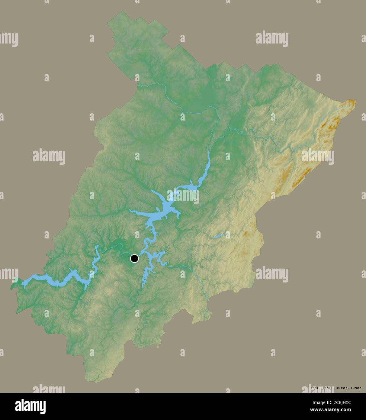 Shape of Perm', territory of Russia, with its capital isolated on a ...