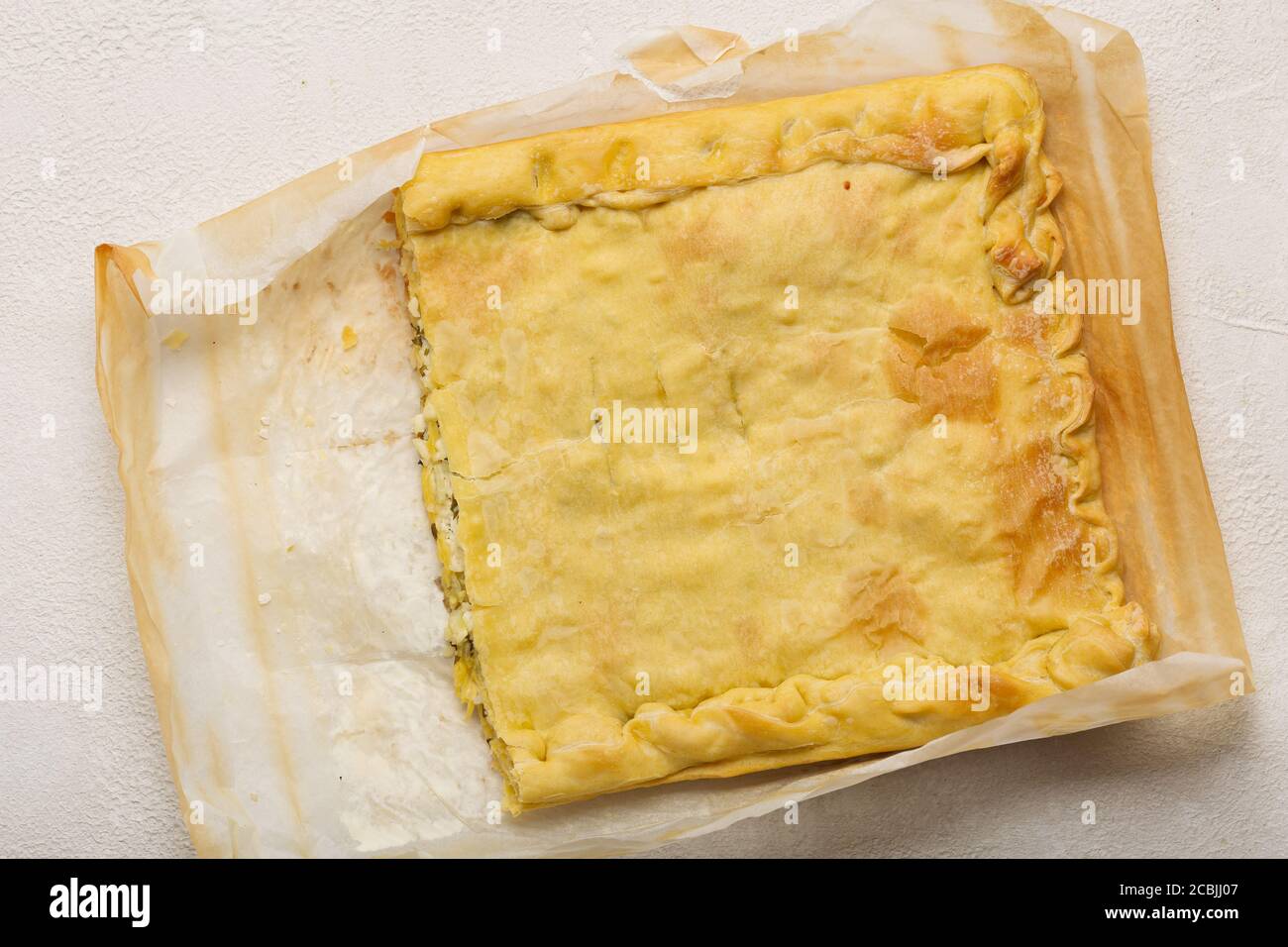 Homemade australian meat pie. Homemade baked pie with filling.top view ...