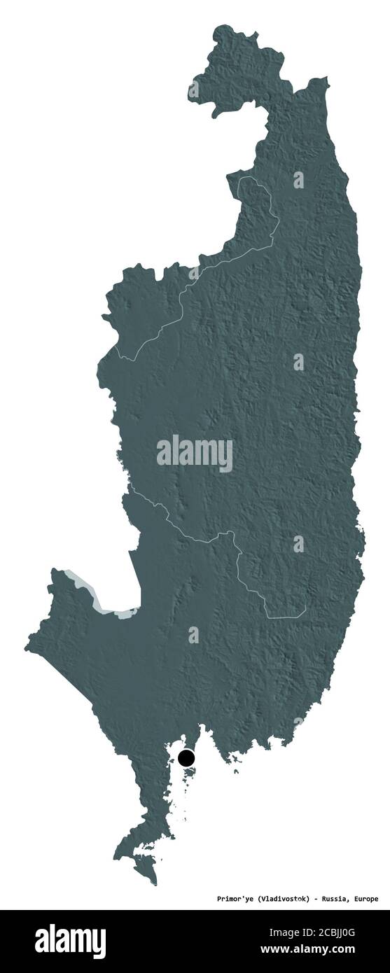 Shape of Primor'ye, territory of Russia, with its capital isolated on ...