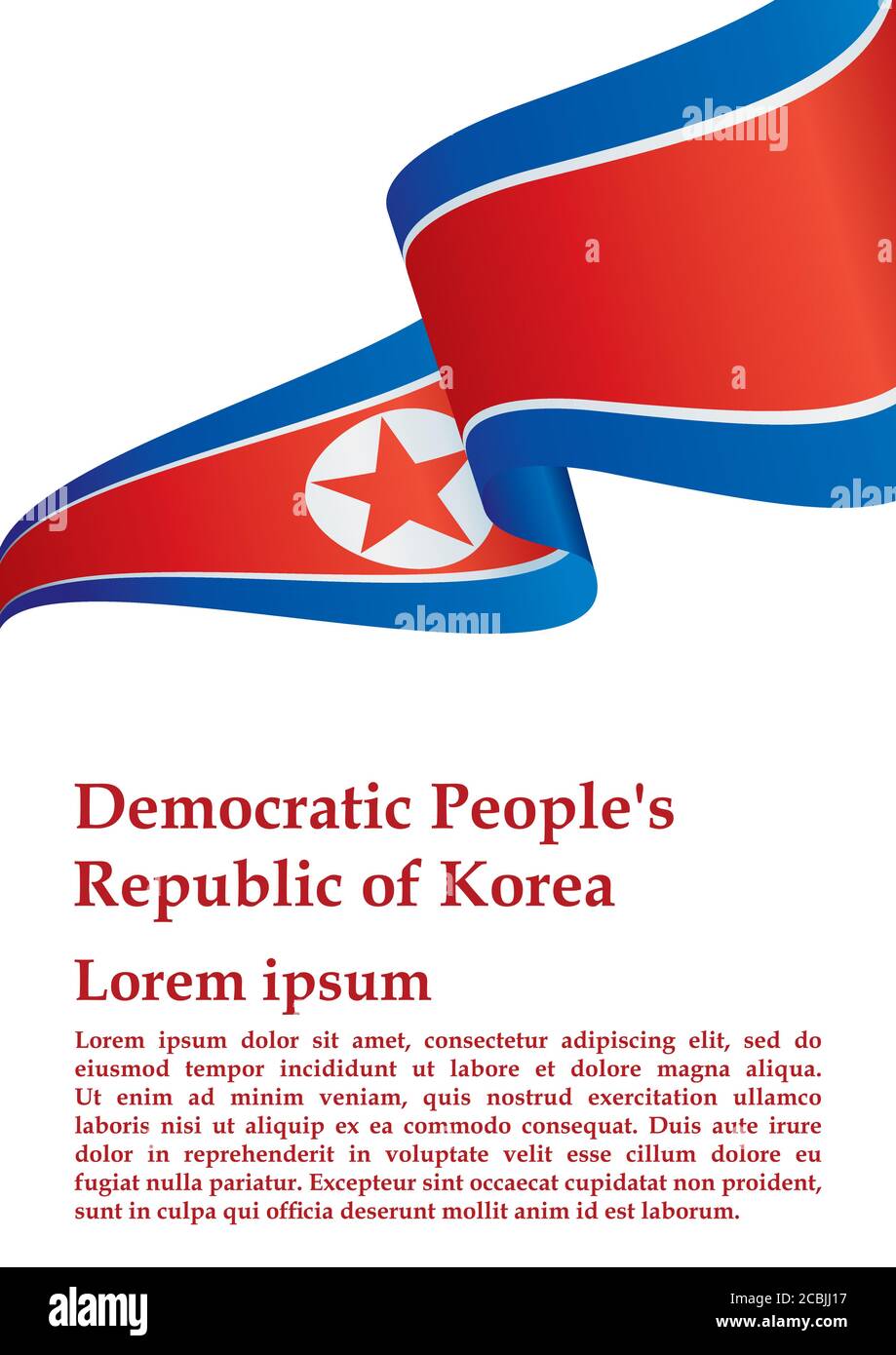 Flag of North Korea, Democratic People's Republic of Korea. Bright ...