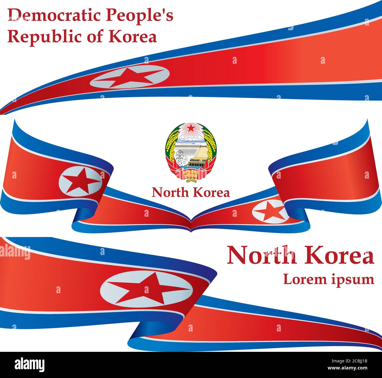 Flag of North Korea, Democratic People's Republic of Korea. Bright ...
