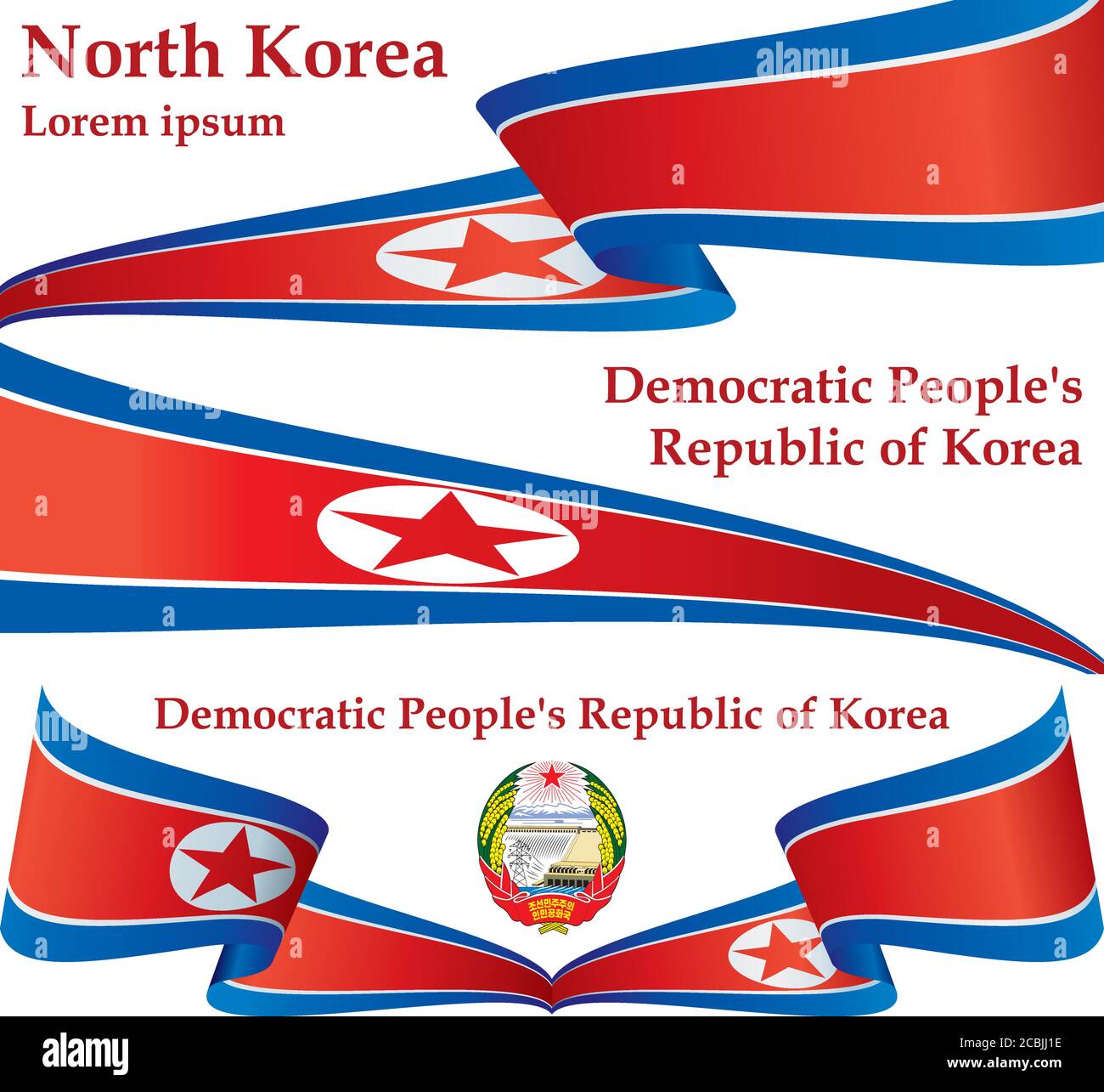 Flag of North Korea, Democratic People's Republic of Korea. Bright ...