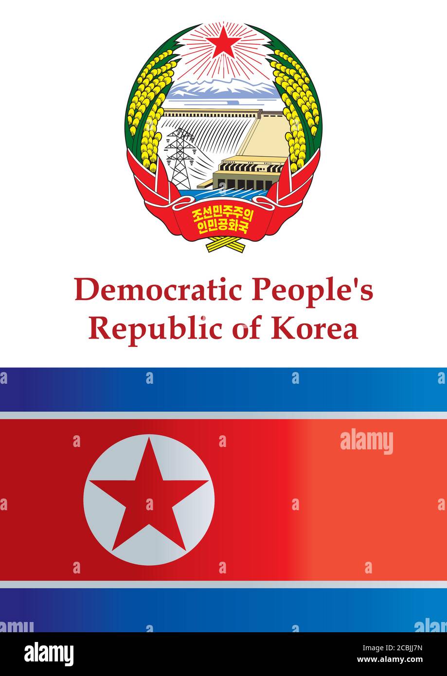 Flag of North Korea, Democratic People's Republic of Korea. Bright ...