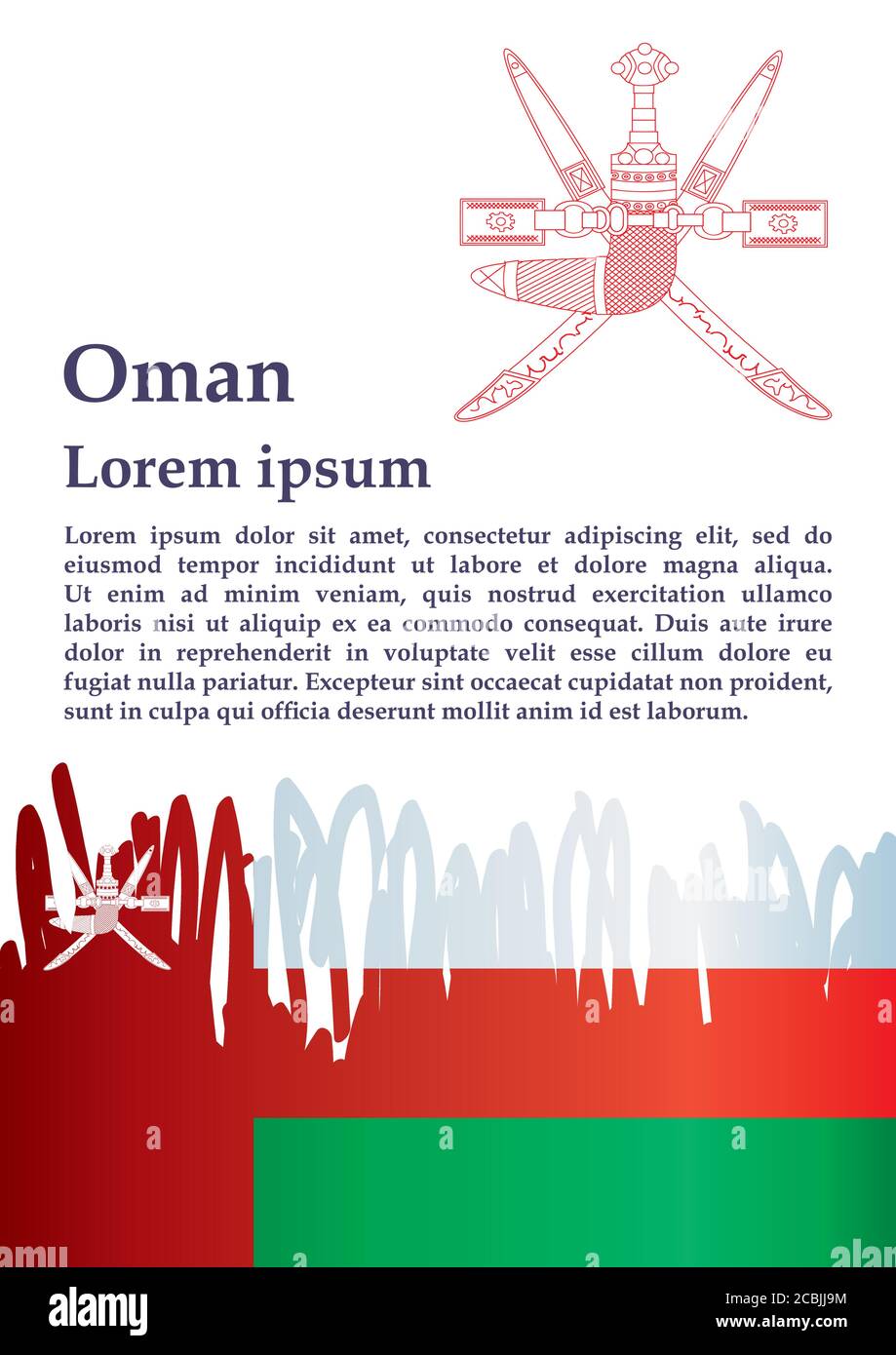 Flag of Oman, Sultanate of Oman, Western Asia. Template for award ...