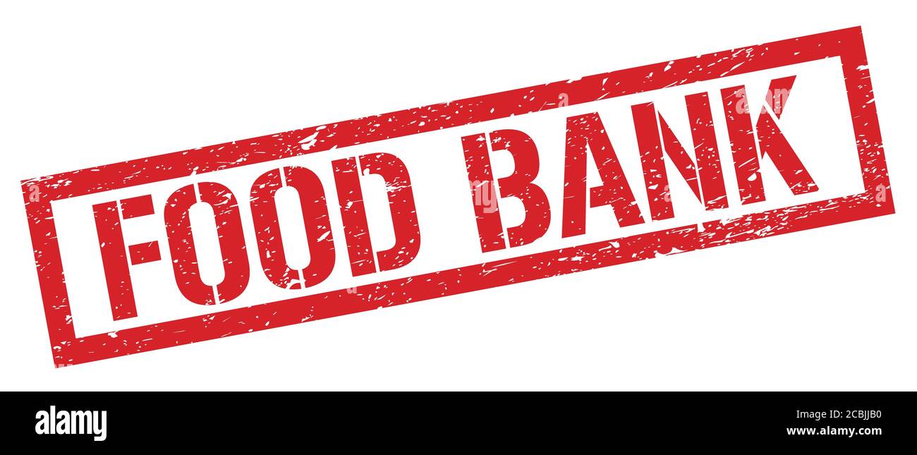 FOOD BANK red grungy rectangle stamp sign Stock Photo - Alamy