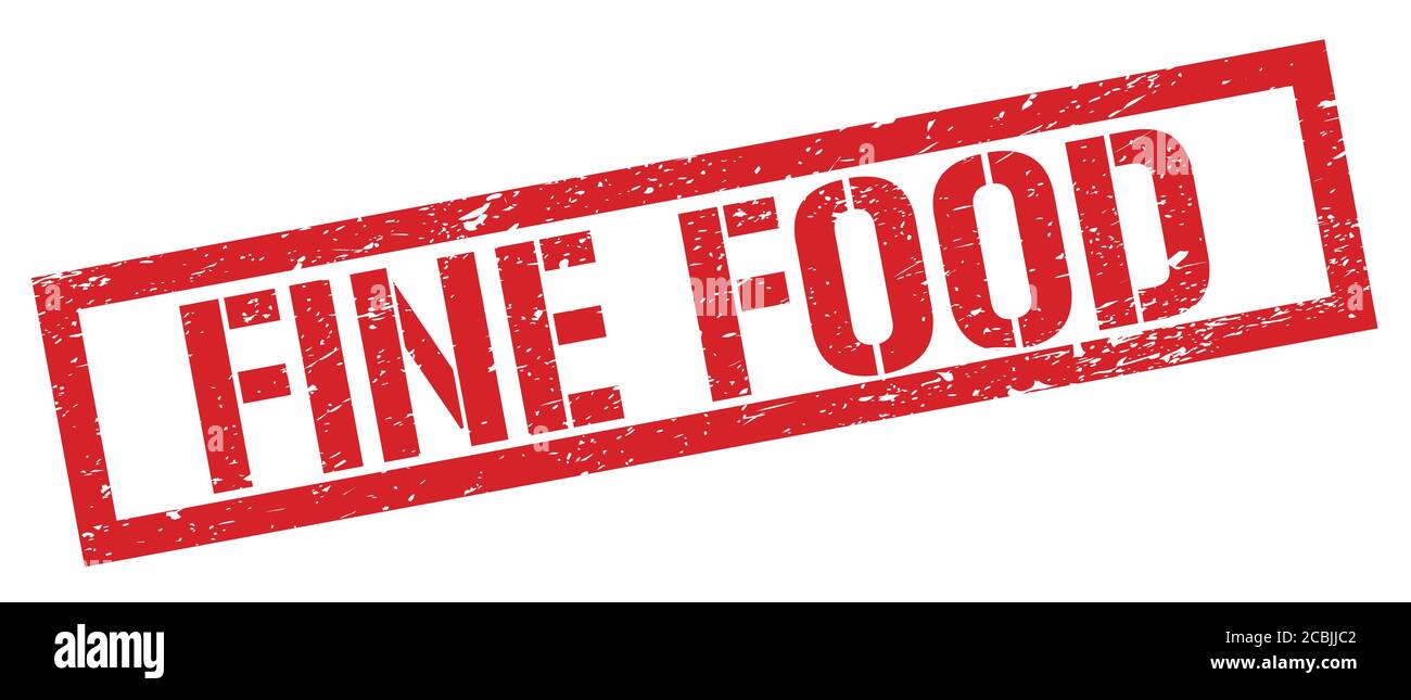 FINE FOOD red grungy rectangle stamp sign Stock Photo - Alamy