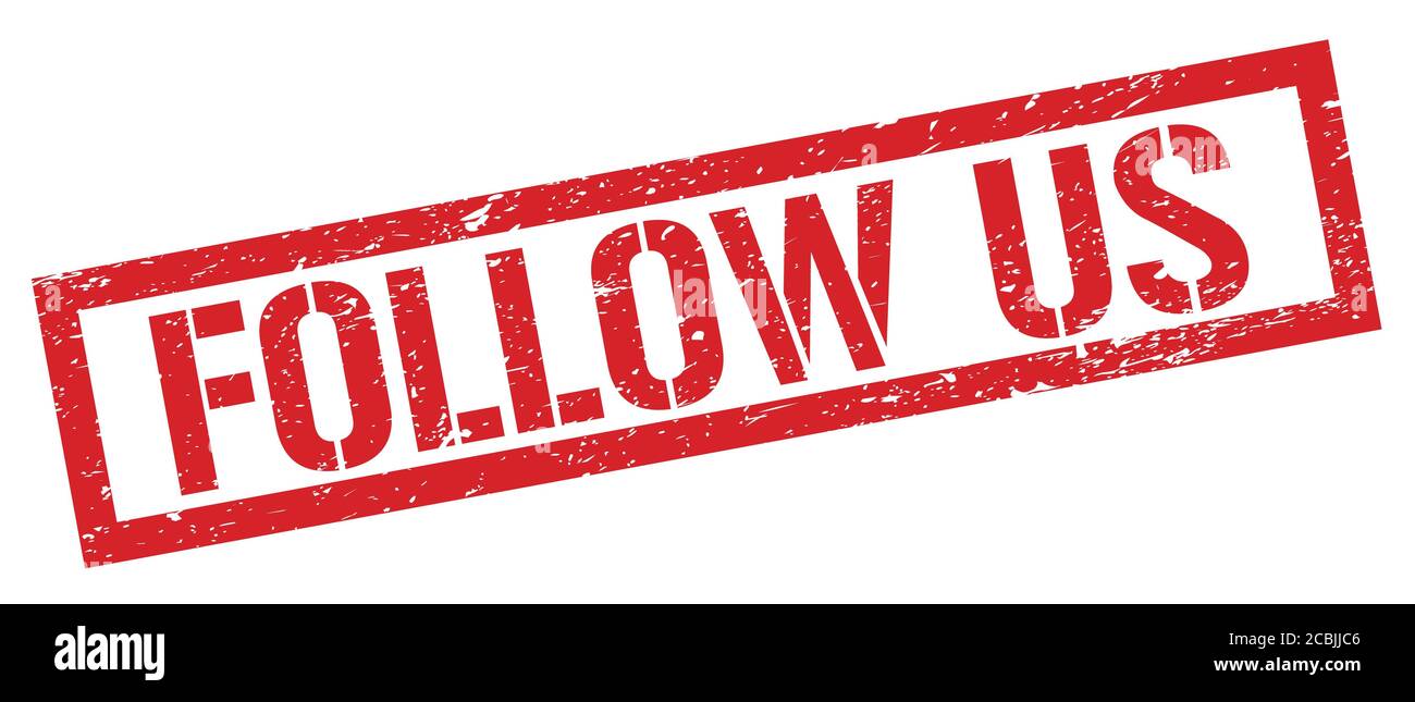 FOLLOW US red grungy rectangle stamp sign Stock Photo - Alamy