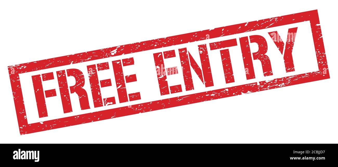 FREE ENTRY red grungy rectangle stamp sign Stock Photo - Alamy