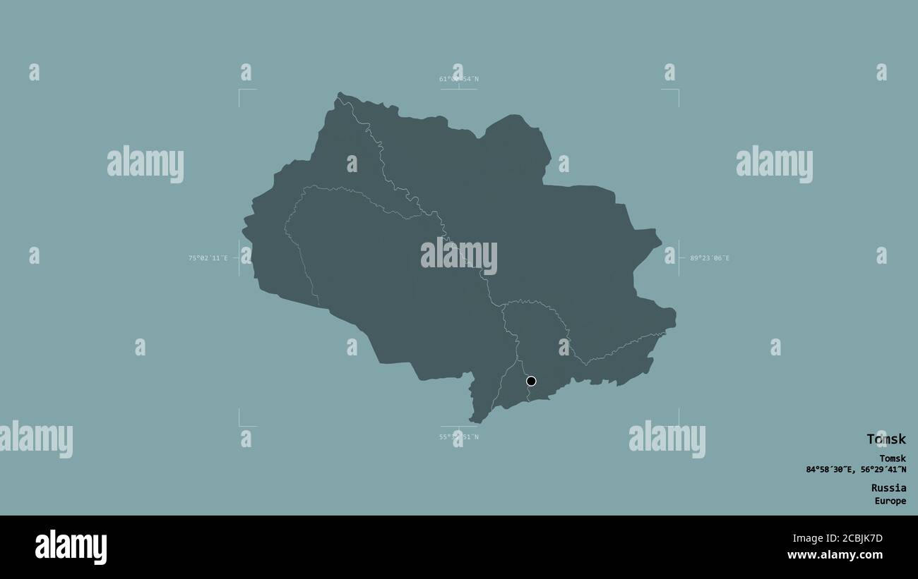 Area of Tomsk, region of Russia, isolated on a solid background in a ...